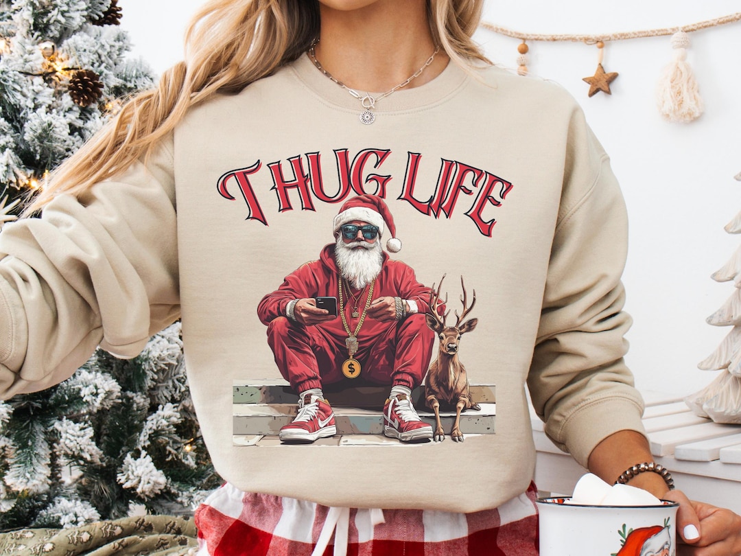 Thug Life Santa Claus PNG, Sassy Hip-hop Santa Sublimation, Merry ...