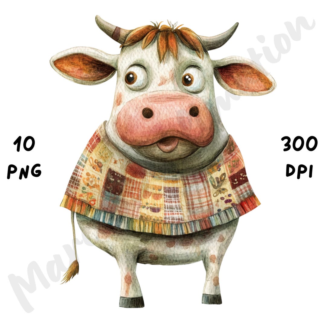 10 PNG Quirky Cow Clipart – Whimsical Funny Cartoon Cow, Crazy Farm ...