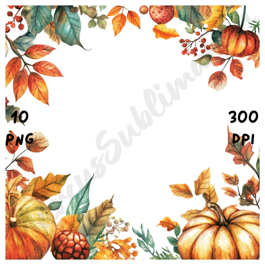 10 PNG Quirky Fall Frame Clipart, Whimsical Autumn Flowers Sublimation ...