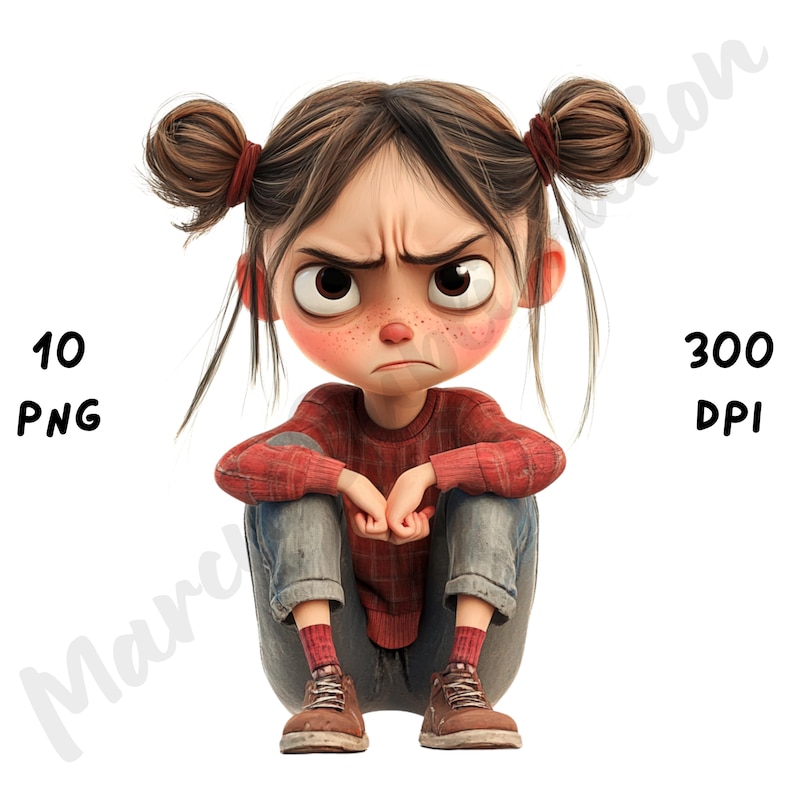 Grumpy Girl Clipart PNG – 10 Quirky Whimsical Sublimation Files for ...