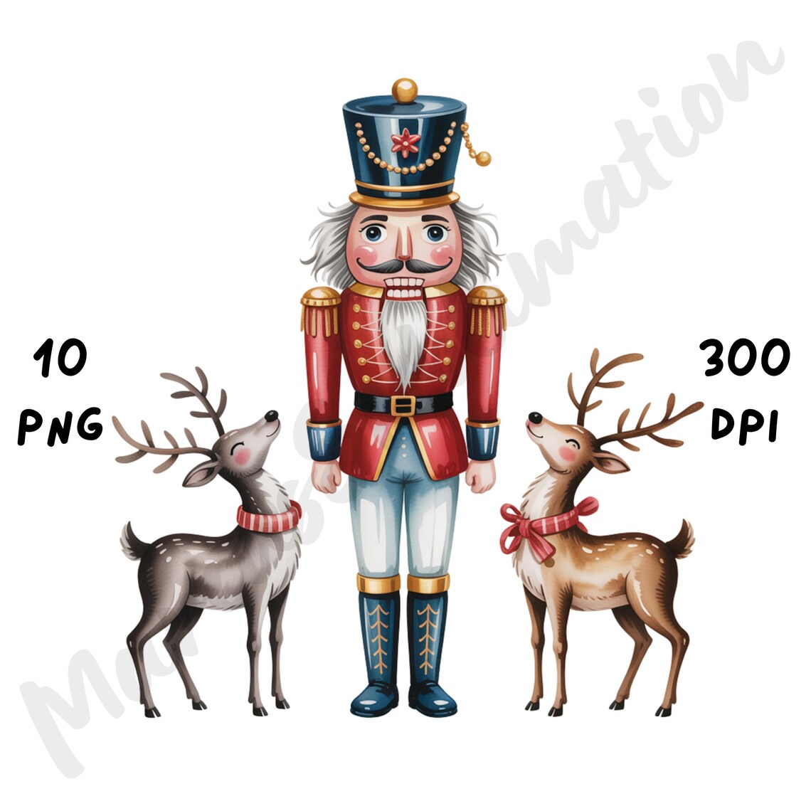 10 PNG Christmas Nutcracker Clipart, Watercolor Christmas Printable ...