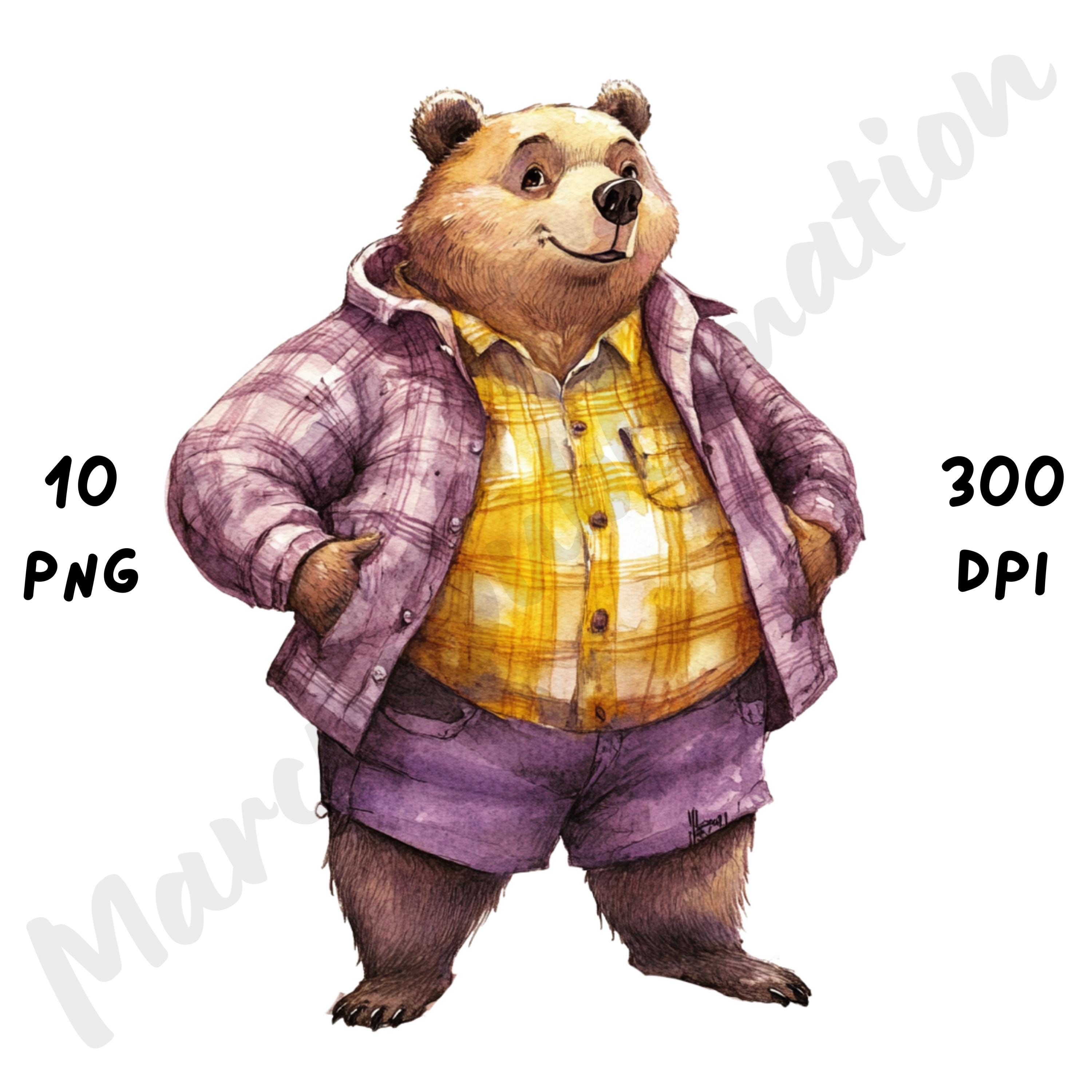 10 PNG Quirky Bear Clipart – Whimsical Funny Cartoon Bear Art ...