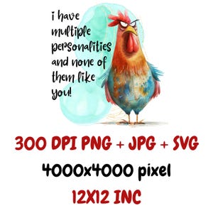 Angry Chicken PNG – Quirky Sublimation Design, Sarcastic Chicken Art ...