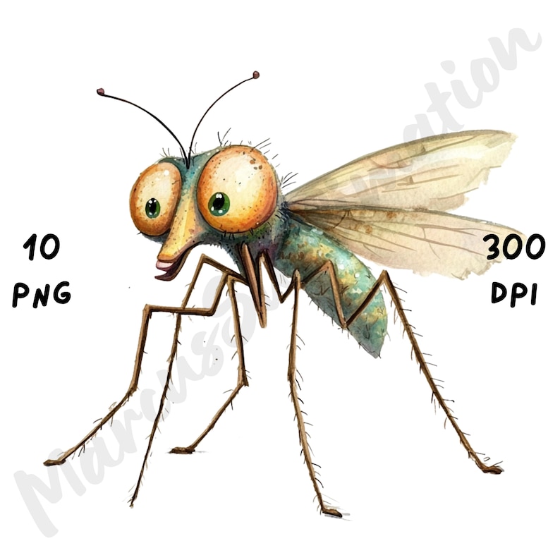 10 PNG Quirky Mosquito Clipart, Cartoon Whimsical Funny Animal ...