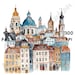 10 PNG Quirky Vienna Scene Clipart, Watercolor City of Vien View ...