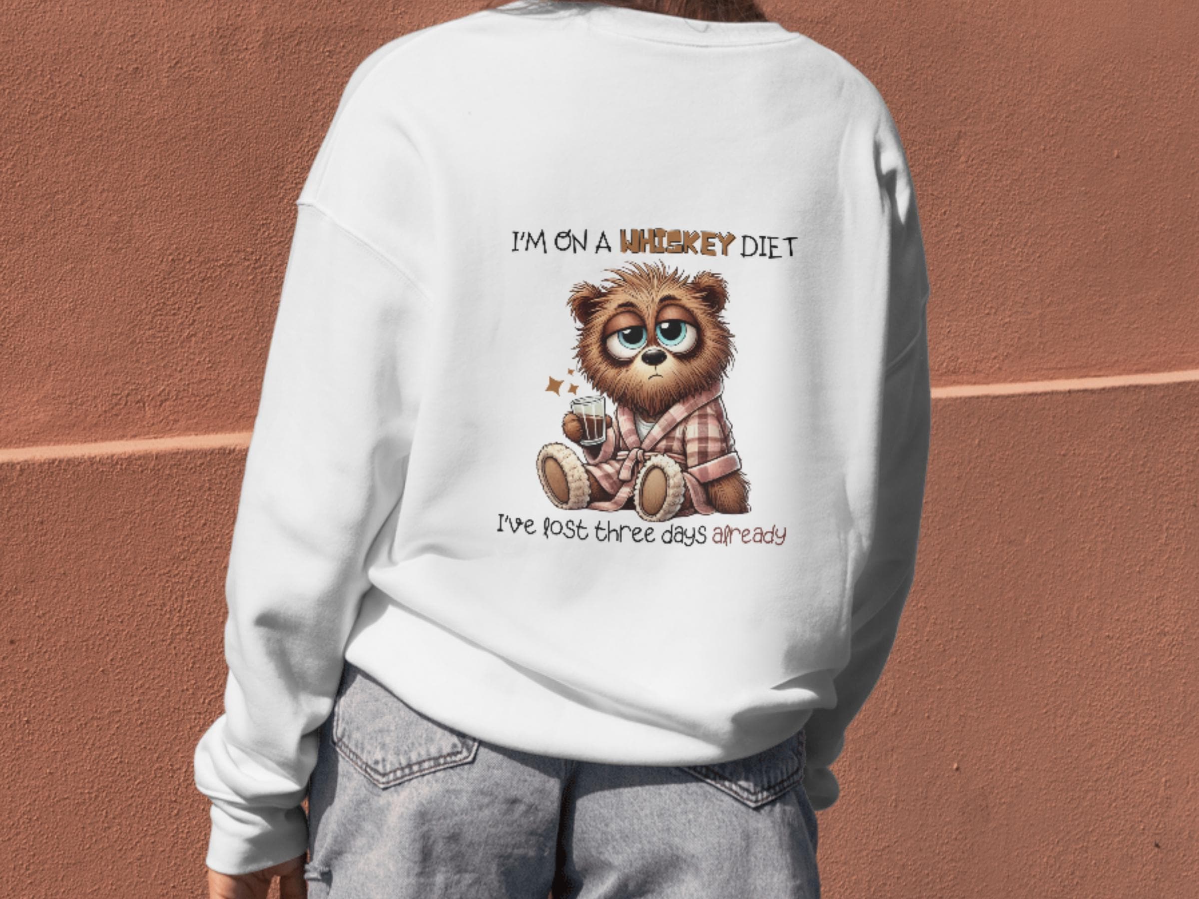 Sassy Bear PNG – “i’m on a Whiskey Diet” Funny Alcohol Quote ...