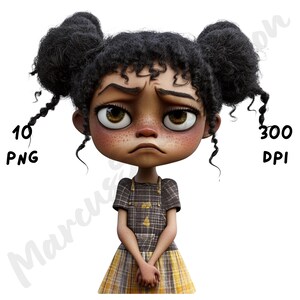 10 PNG Quirky Grumpy Black Girl Clipart, Cute Afro Whimsical Girl ...
