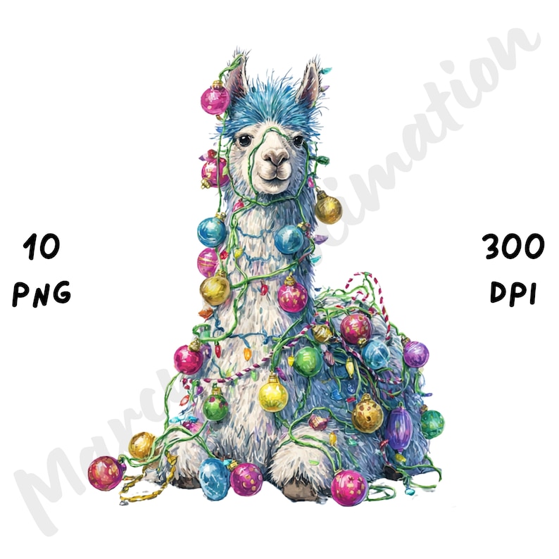 10 PNG Quirky Christmas Llama Clipart, Whimsical Winter Animal ...