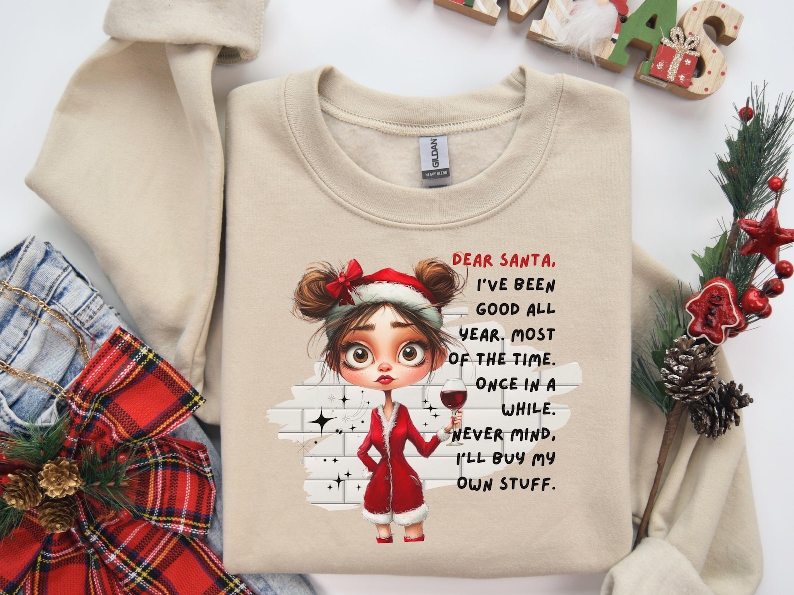 Dear Santa, I've Been Good All Year PNG, Quirky Xmas Girl Sublimation ...