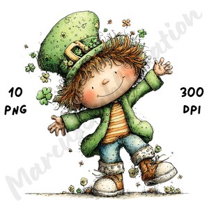 Leprechaun Whimsical Clipart, St Patrick's Day PNG, Watercolor ...