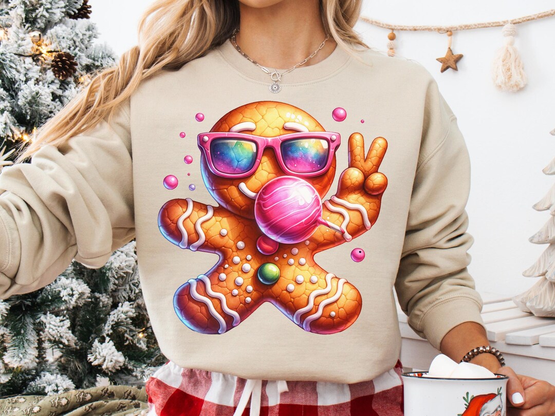 Pink Sassy Gingerbread Man PNG, Cool Christmas Gingerbread Blowing ...
