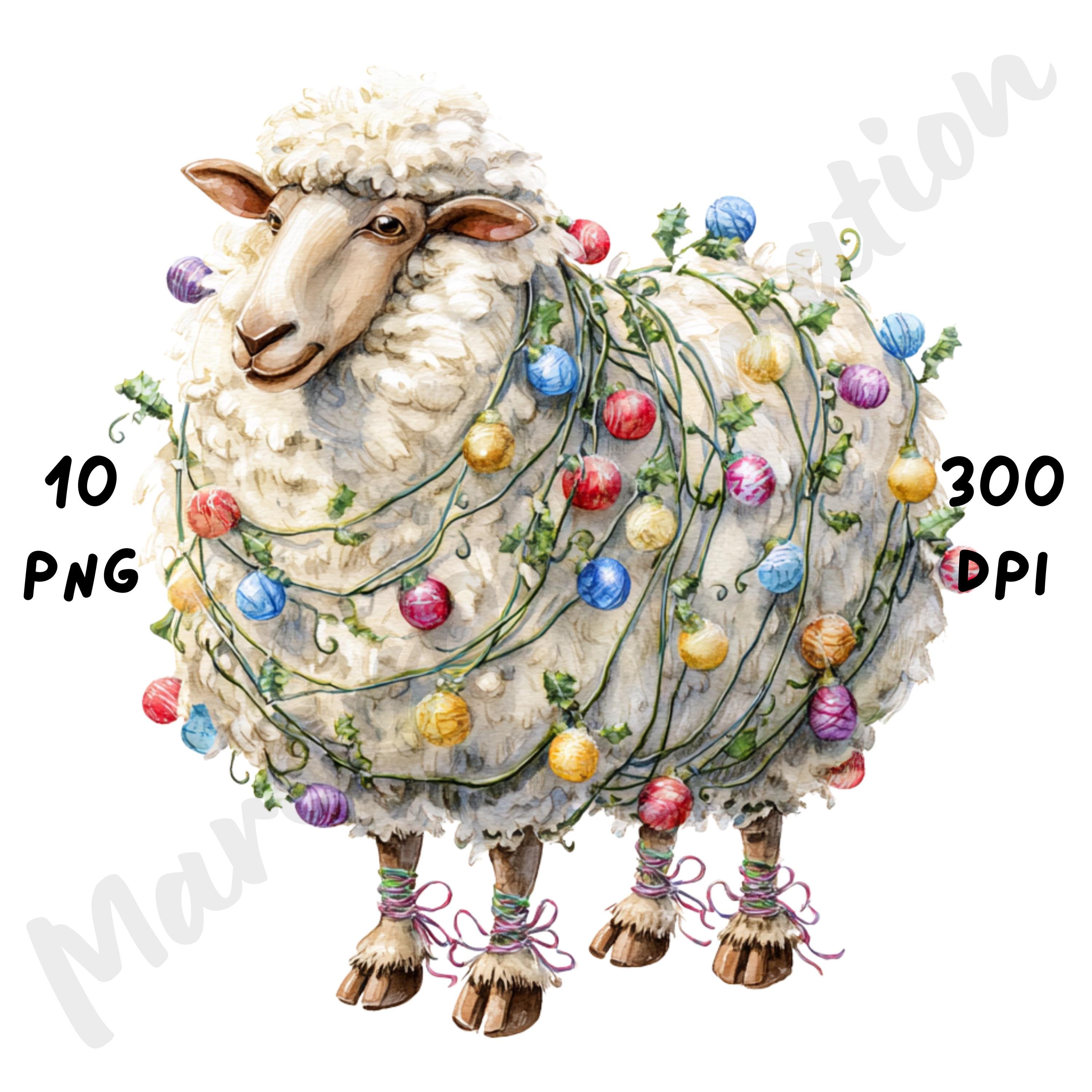 10 PNG Quirky Christmas Sheep Clipart, Whimsical Winter Animal ...