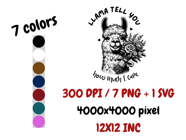Llama Tell You How Much I Care Png Svg, Sarcastic Llama Sublimation ...
