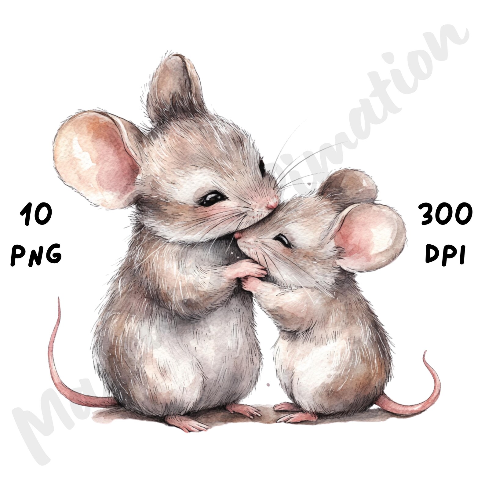 10 PNG Cute Whimsical Mouse Mother Clipart, Watercolor Mom Mouse and ...