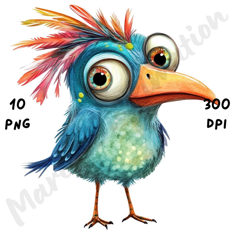 10 PNG Quirky Bird Clipart – Whimsical Funny Cartoon Birds, Crazy Sassy ...