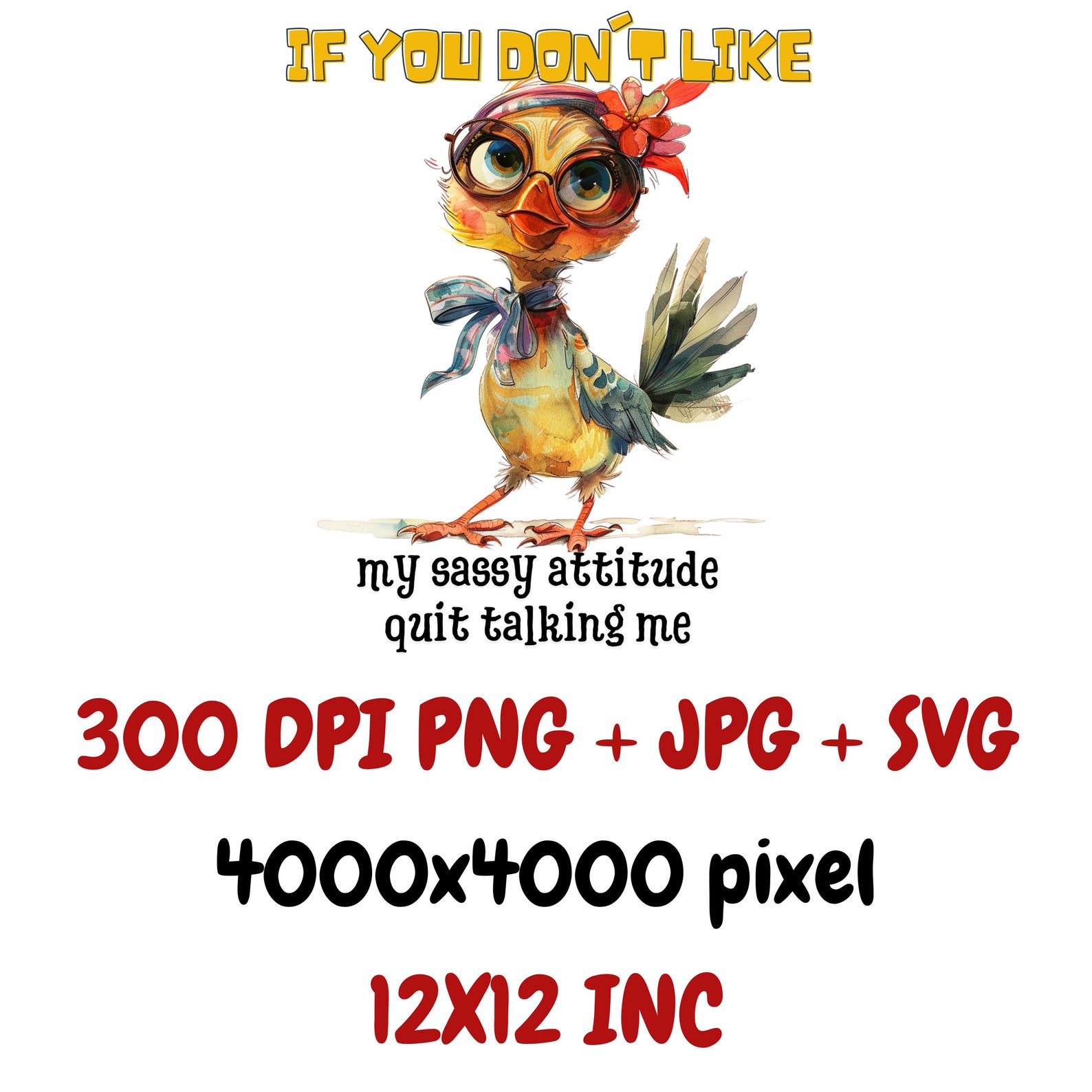 Funny Crazy Sassy Chick PNG, Quirky Whimsical Sublimation Design ...