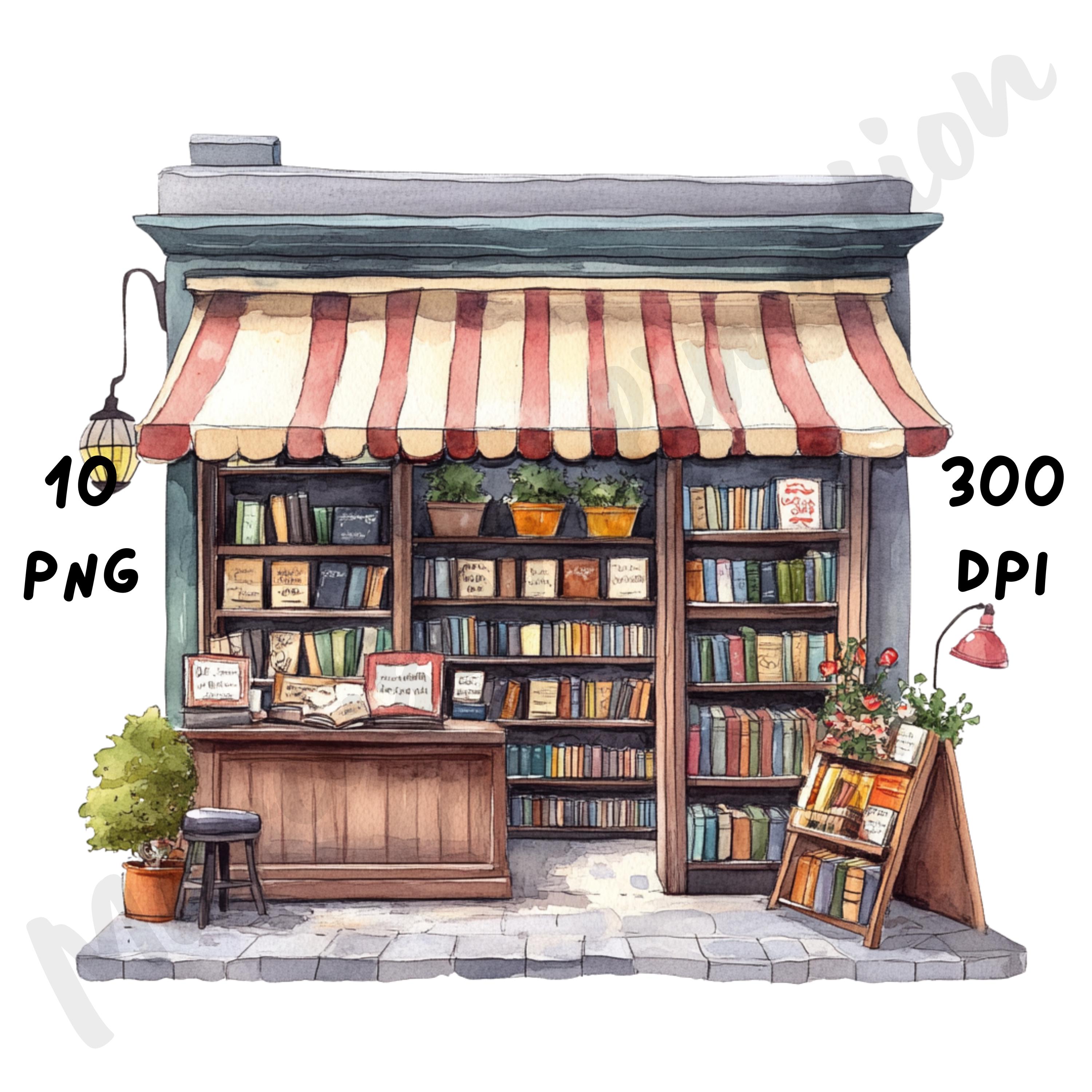 10 PNG Quirky Bookstore Clipart – Funny Whimsical Cartoon Book Shop PNG ...
