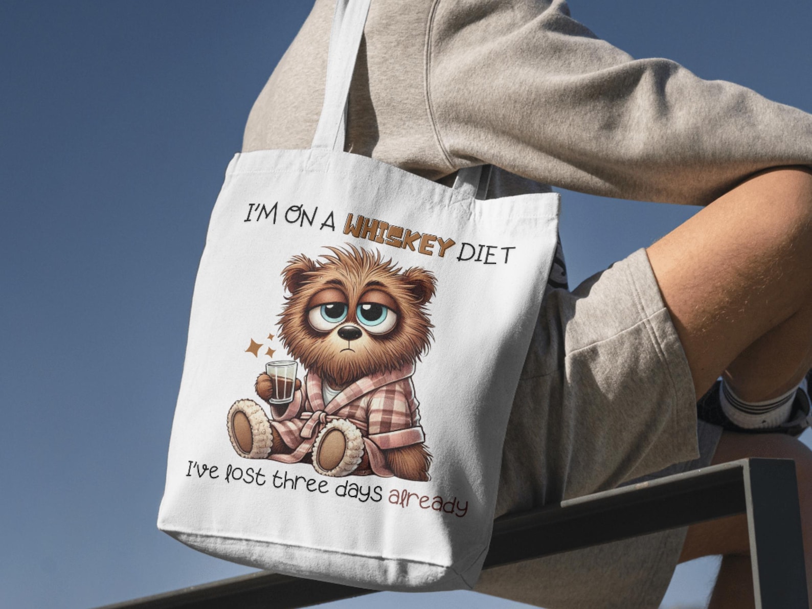 Sassy Bear PNG – “i’m on a Whiskey Diet” Funny Alcohol Quote ...