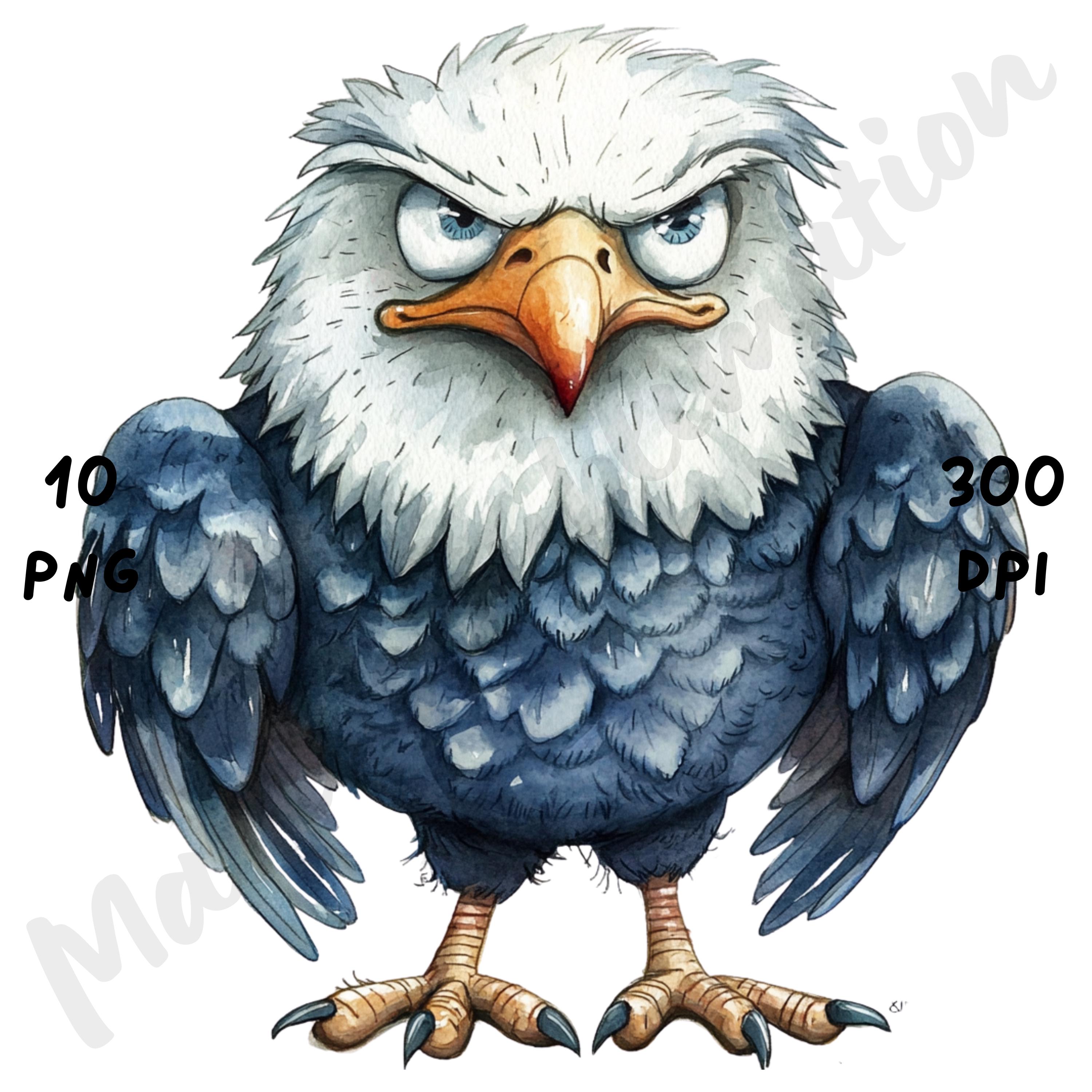 10 PNG Quirky Eagle Clipart – Whimsical Funny Cartoon Eagle, Sassy ...