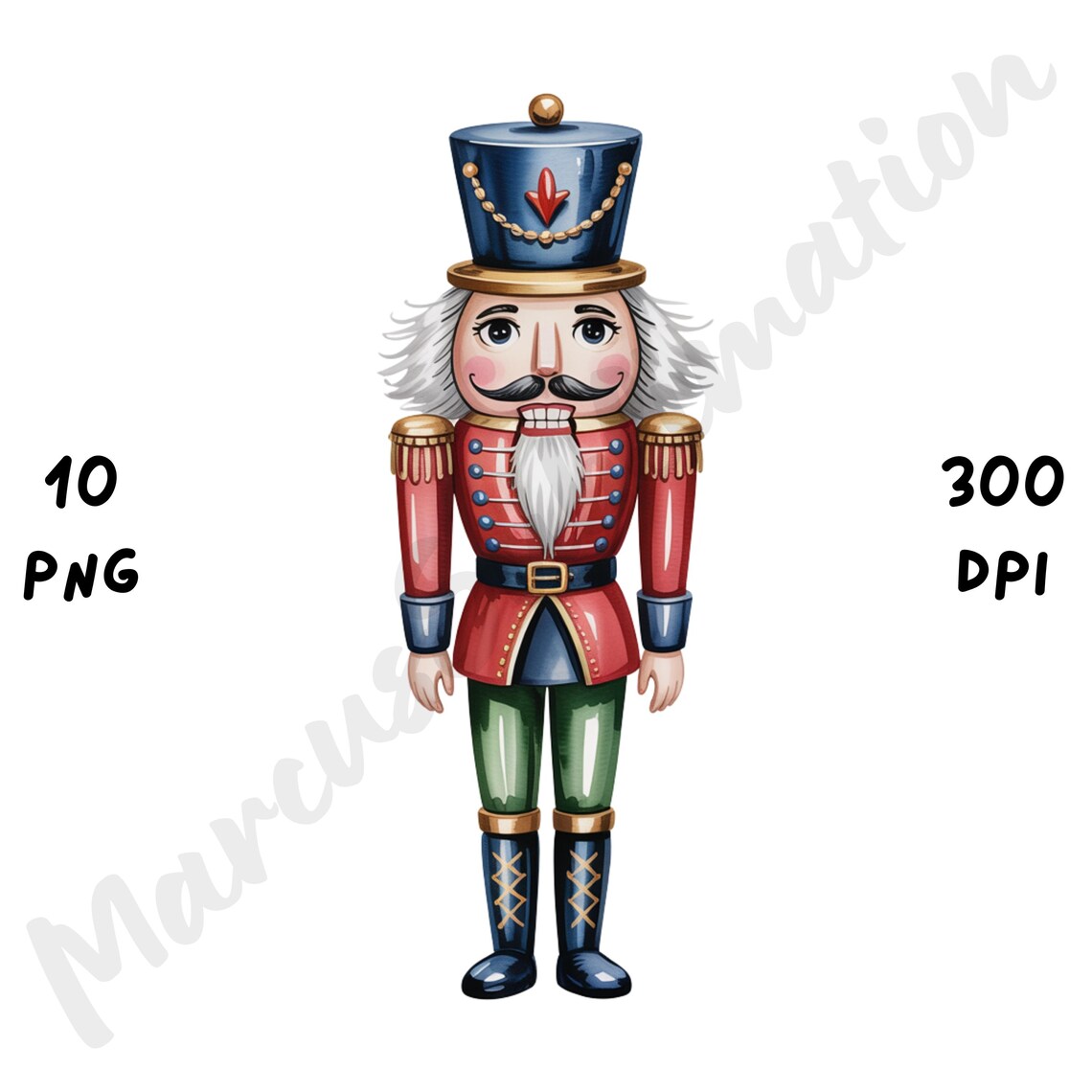 10 PNG Christmas Nutcracker Clipart, Watercolor Christmas Printable ...