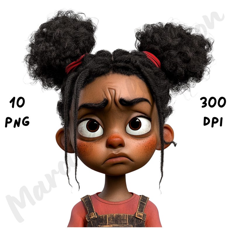 10 PNG Quirky Grumpy Black Girl Clipart, Cute Afro Whimsical Girl ...