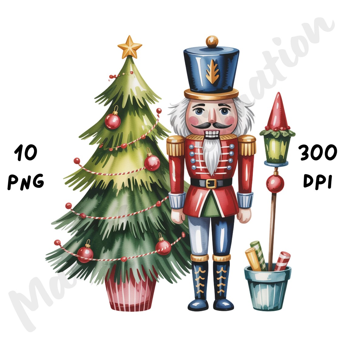 10 PNG Christmas Nutcracker Clipart, Watercolor Christmas Printable ...