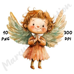 10 PNG Quirky Angel Clip Art, Watercolor Cartoon Angel Clipart, Funny ...