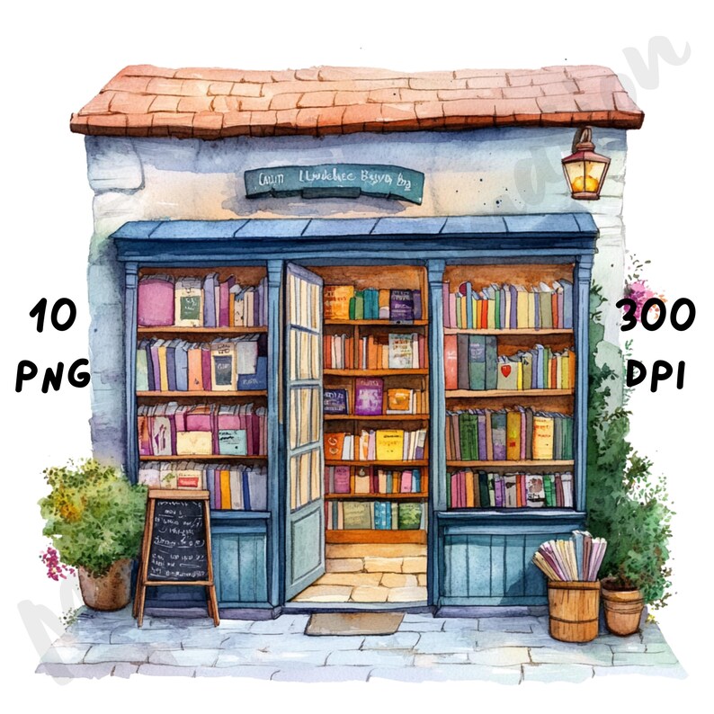 10 PNG Quirky Bookstore Clipart – Funny Whimsical Cartoon Book Shop PNG ...