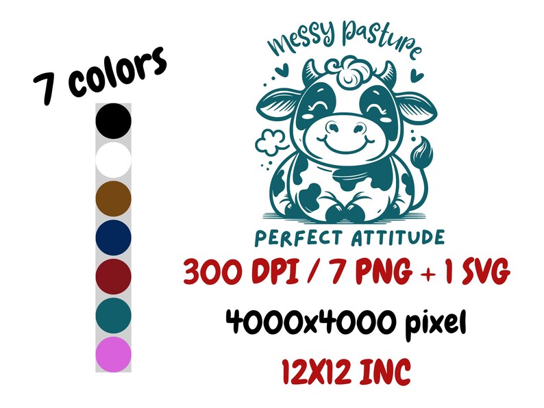 Sassy Cow Png Svg, Sarcastic Cow Sublimation, Messy Pasture Perfect ...
