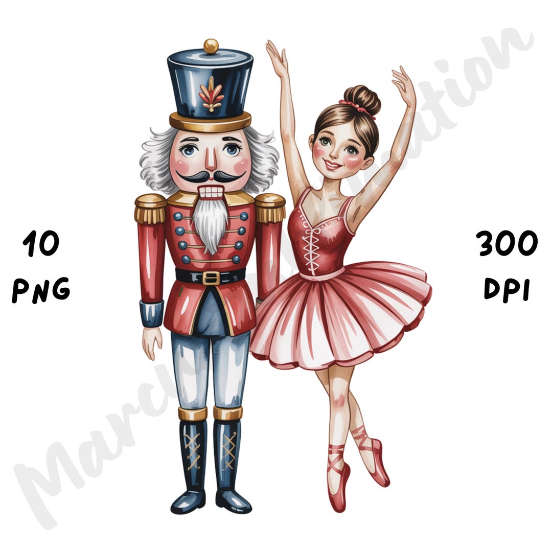 10 PNG Christmas Nutcracker Clipart, Watercolor Christmas Printable ...