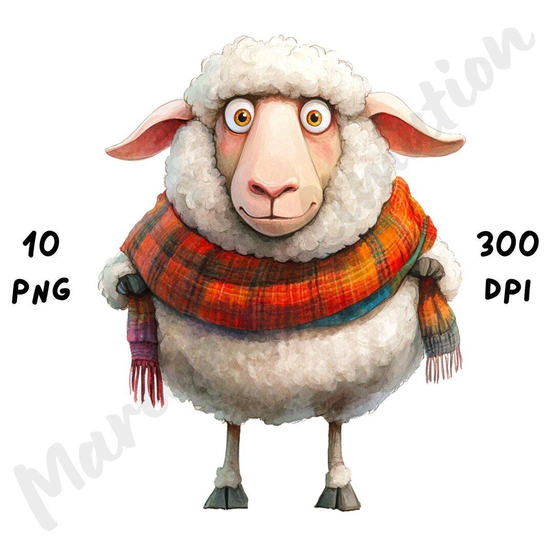 10 PNG Quirky Sheep Clipart – Whimsical Funny Cartoon Lambs, Crazy ...