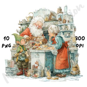 10 PNG Quirky Santa, Mrs Claus & Elf Clipart, Whimsical Funny Christmas ...