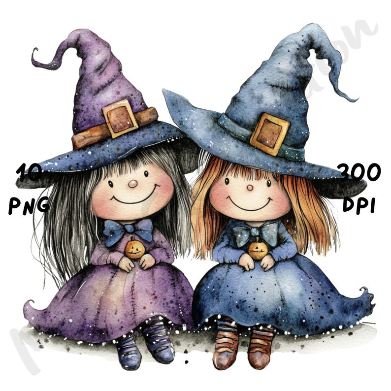 10 PNG Quirky Halloween Witch Friends Clipart, Whimsical Funny ...