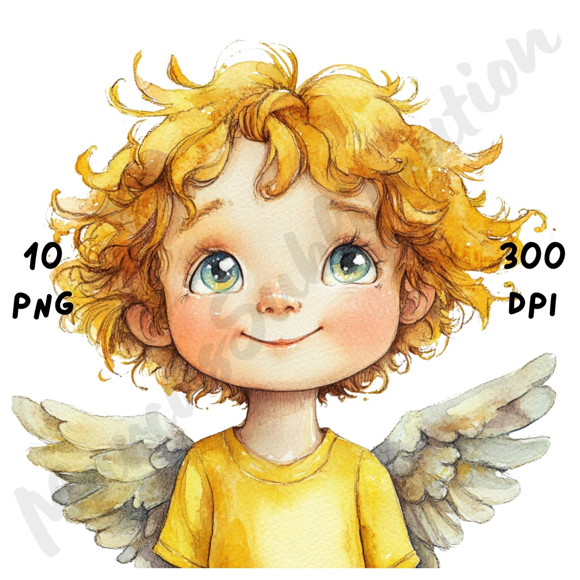 10 PNG Quirky Angel Clip Art, Watercolor Cartoon Angel Clipart, Funny ...