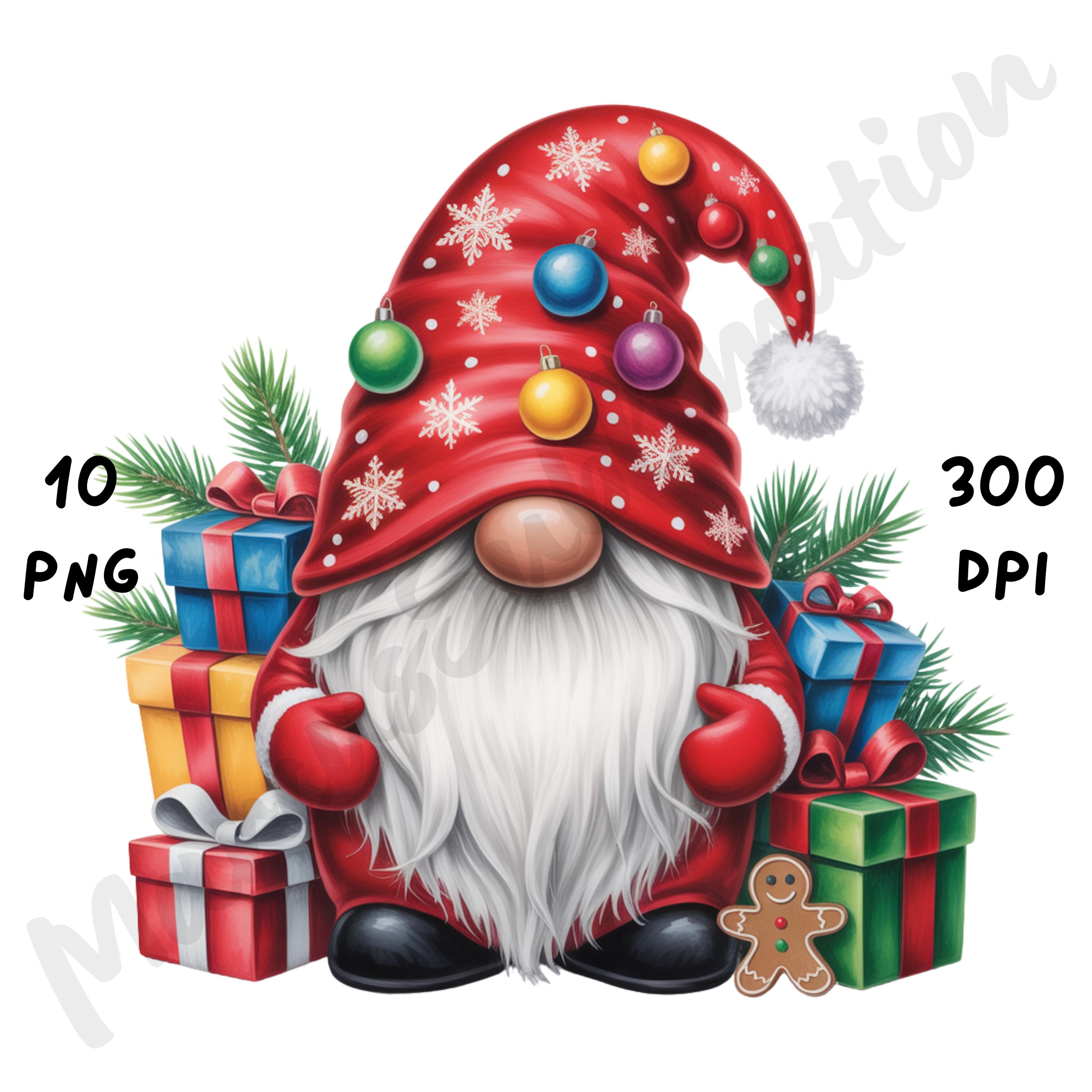 10 PNG Red Gnome Clipart, Whimsical Christmas Gnome Sublimation, Red ...