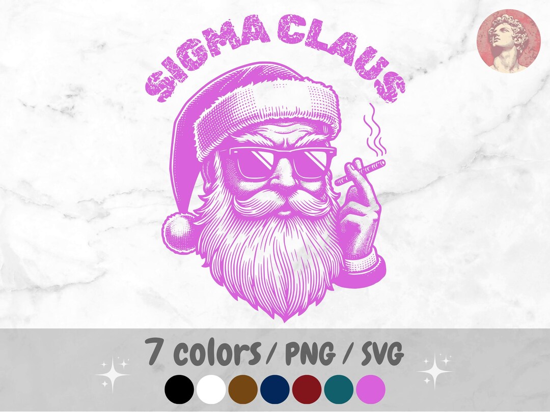 Sigma Claus Png Svg Files, Cool Retro Christmas Santa Claus Png ...