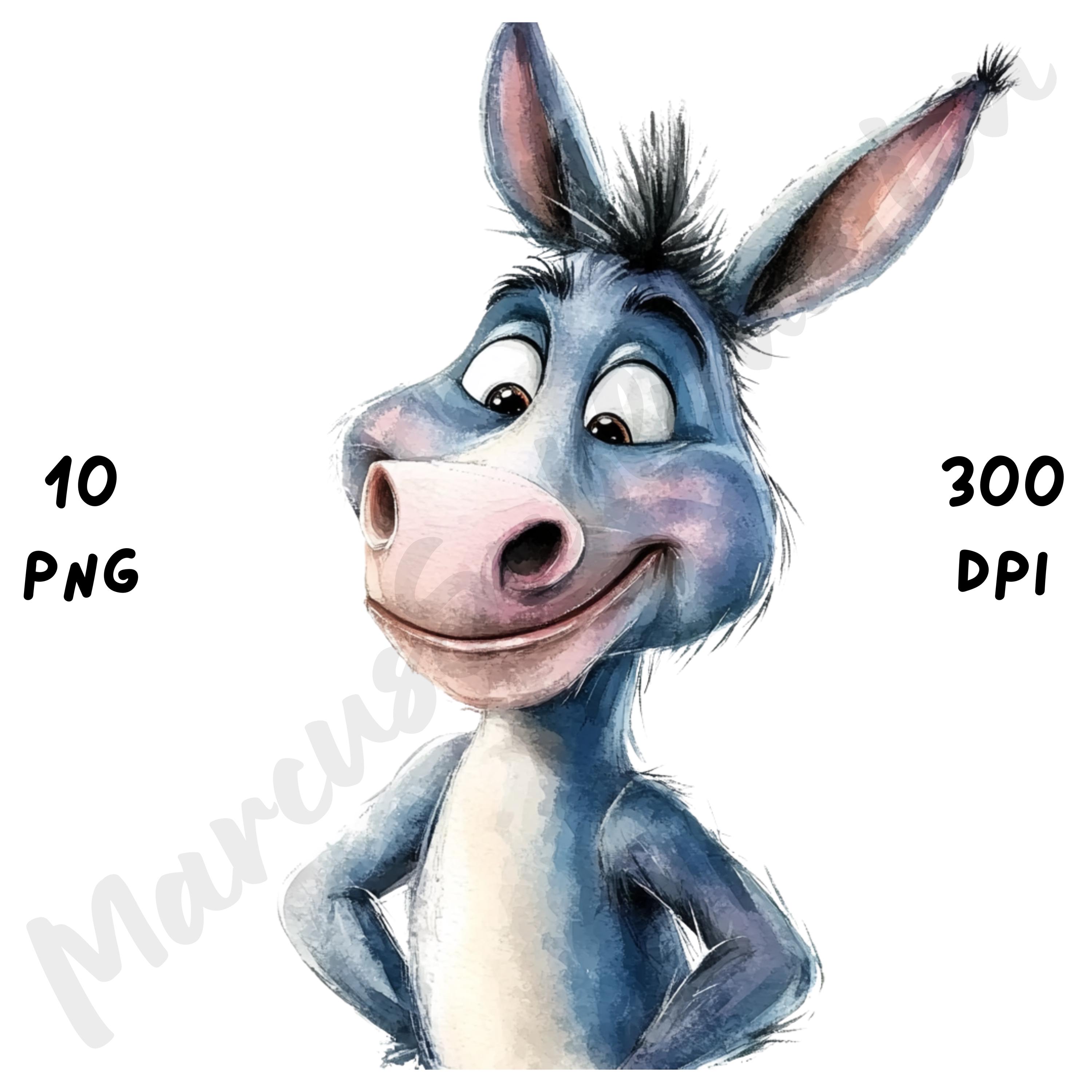 10 PNG Quirky Donkey Clipart – Whimsical Funny Cartoon Donkey ...