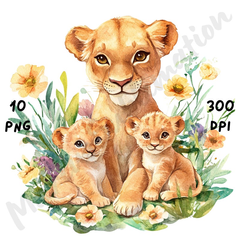 Lion and 2 Lion Cubs - Etsy