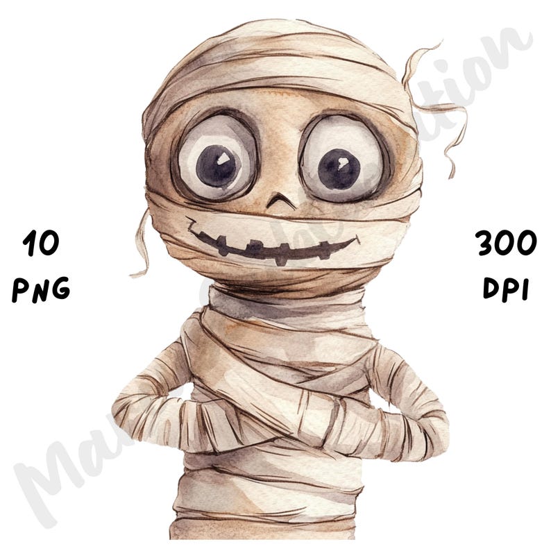 10 PNG Quirky Cute Mummy Clipart, Funny Whimsical Halloween Sublimation ...