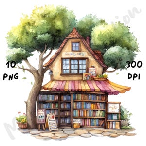 10 PNG Quirky Bookstore Clipart – Funny Whimsical Cartoon Book Shop PNG ...