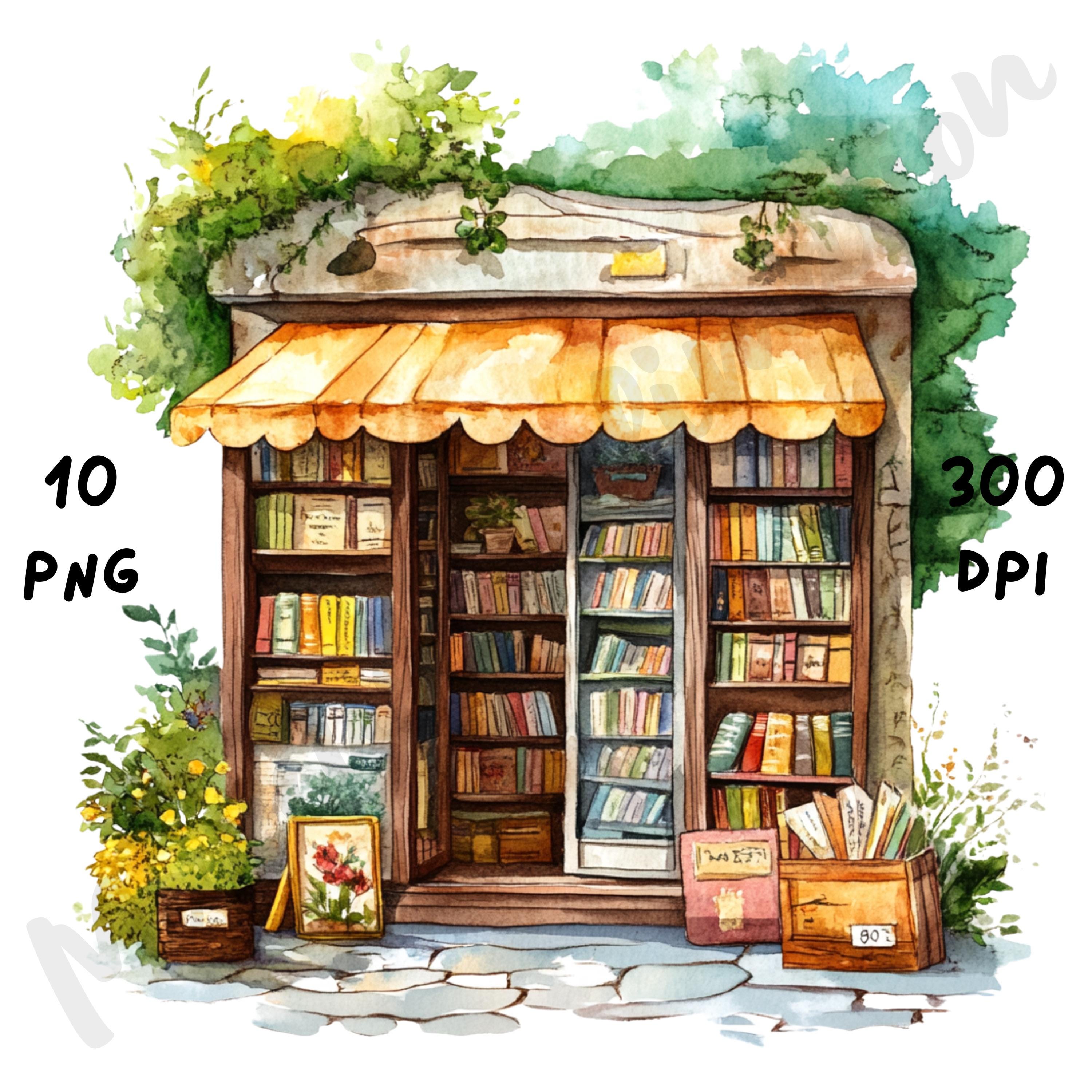 10 PNG Quirky Bookstore Clipart – Funny Whimsical Cartoon Book Shop PNG ...