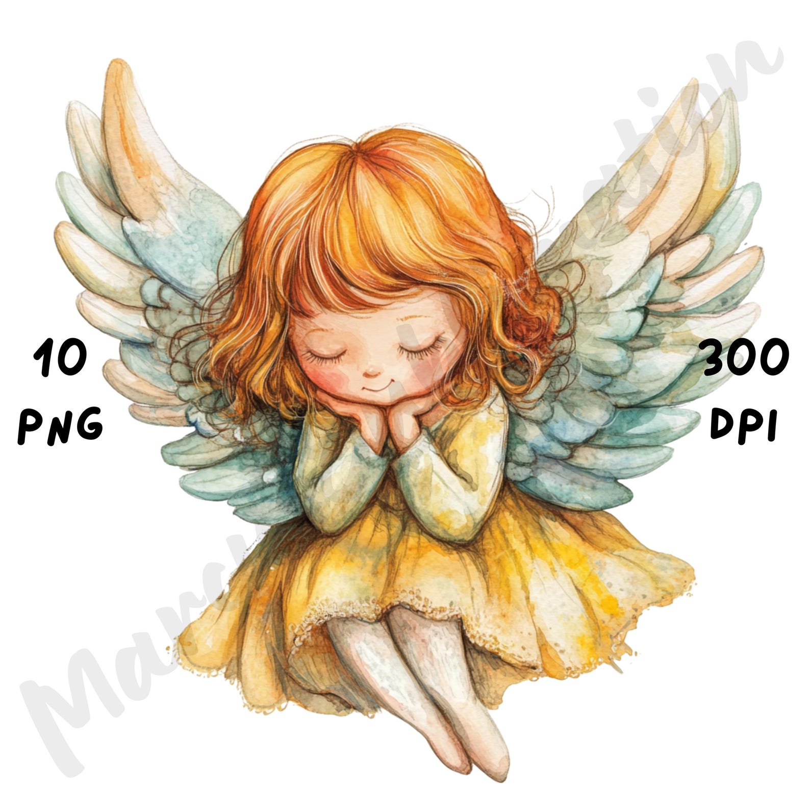 10 PNG Quirky Angel Clip Art, Watercolor Cartoon Angel Clipart, Funny ...