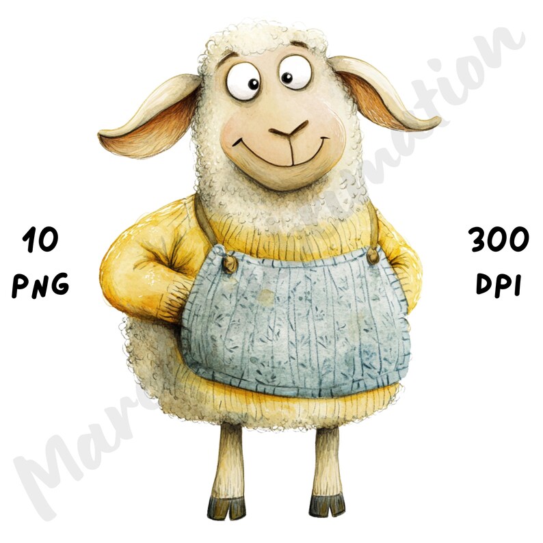 10 PNG Quirky Sheep Clipart – Whimsical Funny Cartoon Lambs, Crazy ...