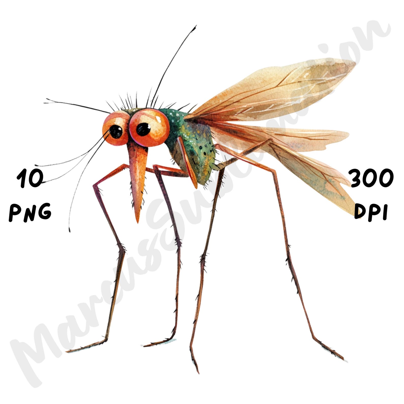 10 PNG Quirky Mosquito Clipart, Cartoon Whimsical Funny Animal ...