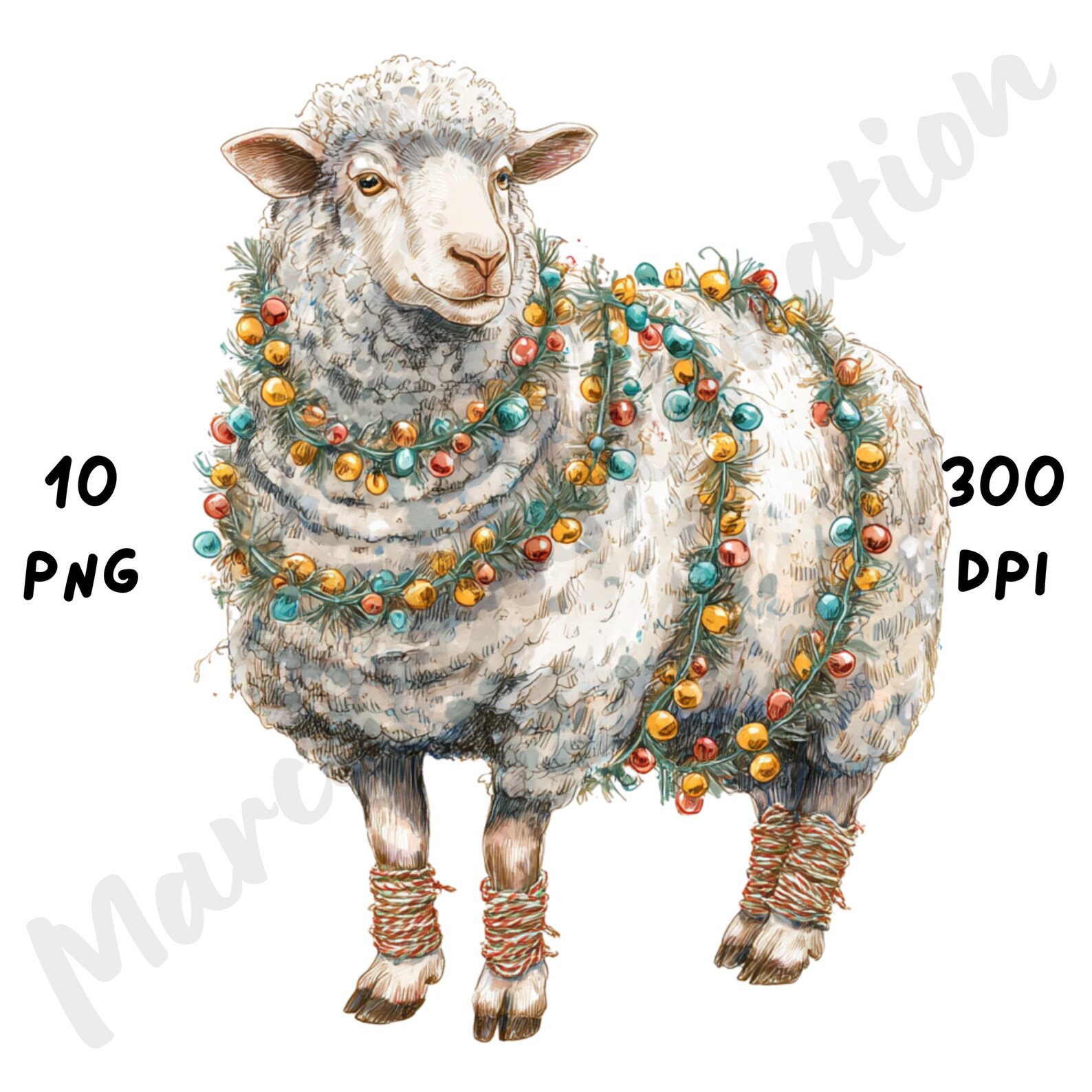 10 PNG Quirky Christmas Sheep Clipart, Whimsical Winter Animal ...
