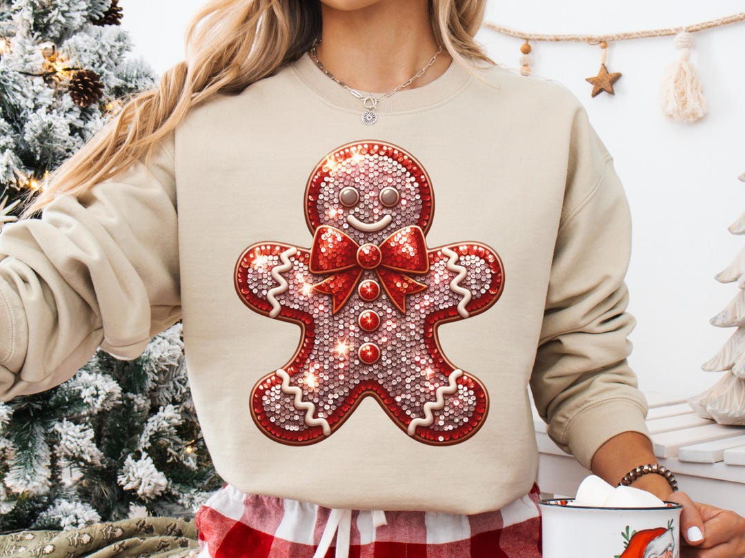 Red Glitter Gingerbread Man PNG, Cool Christmas Gingerbread Sublimation ...