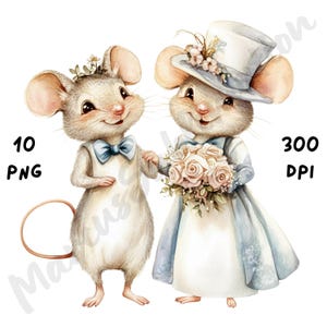 10 PNG Quirky Wedding Mouse Couple Clipart, Whimsical Cartoon Animal ...