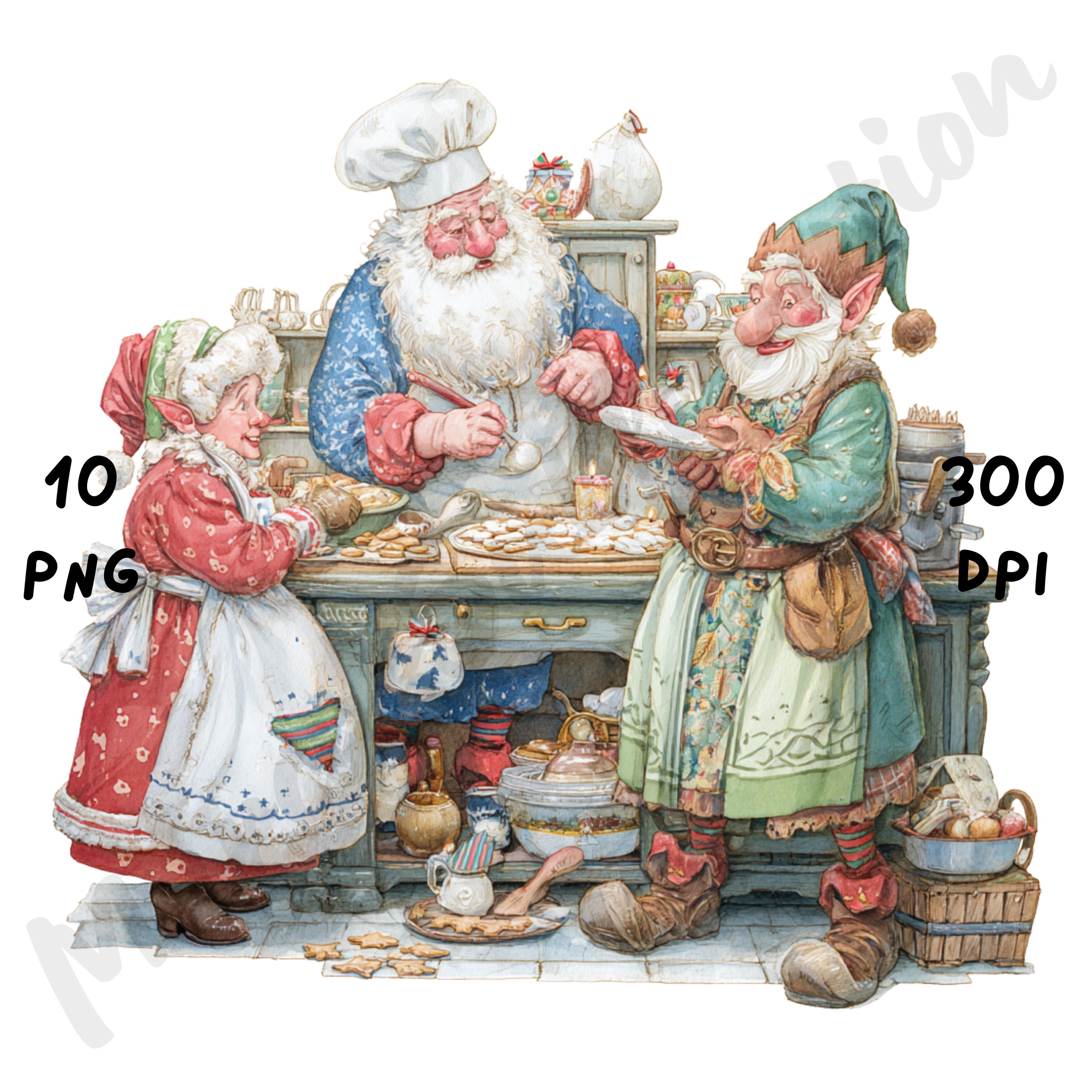 10 PNG Quirky Santa, Mrs Claus & Elf Clipart, Whimsical Funny Christmas ...