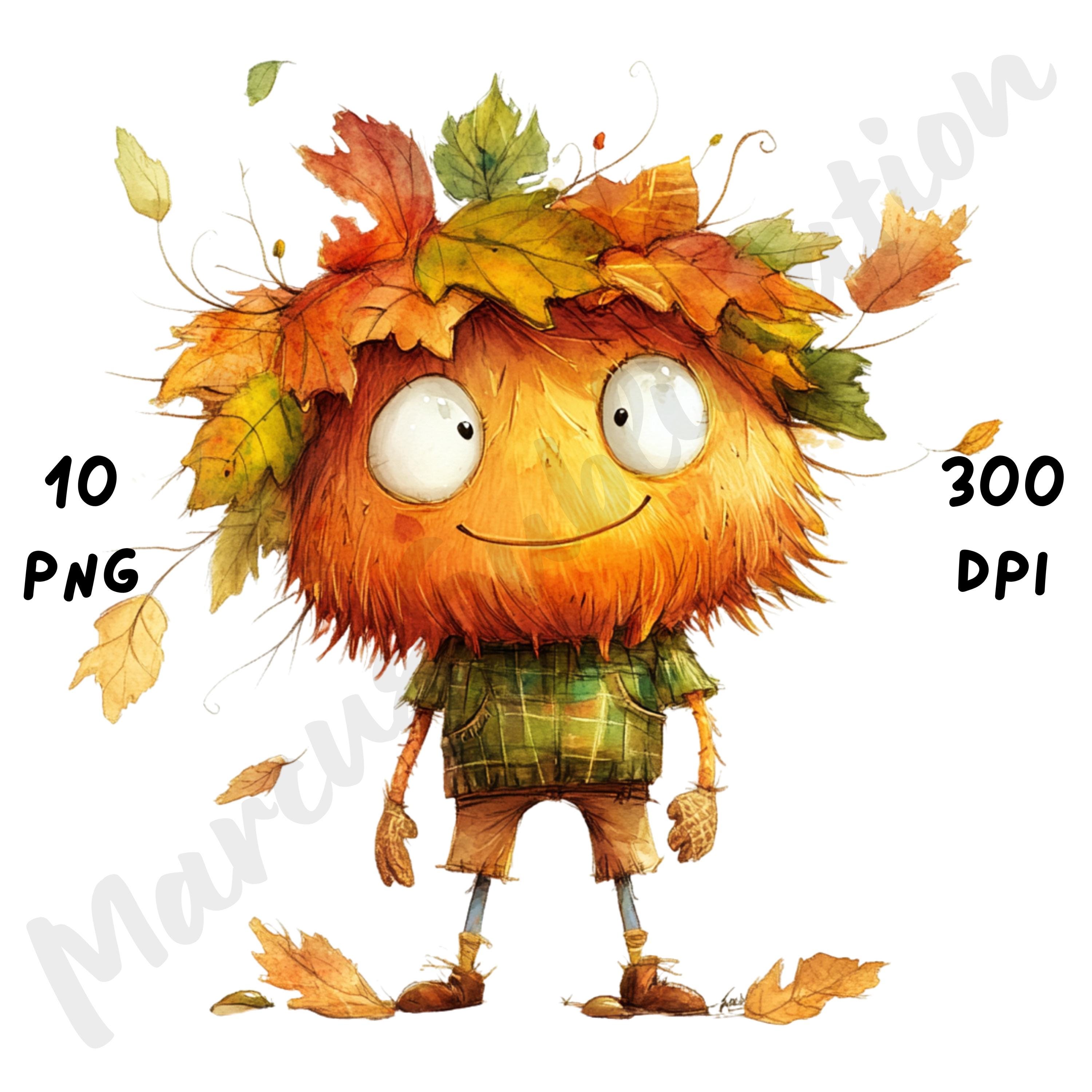 10 PNG Quirky Fall Character Clipart, Whimsical Autumn Monster ...
