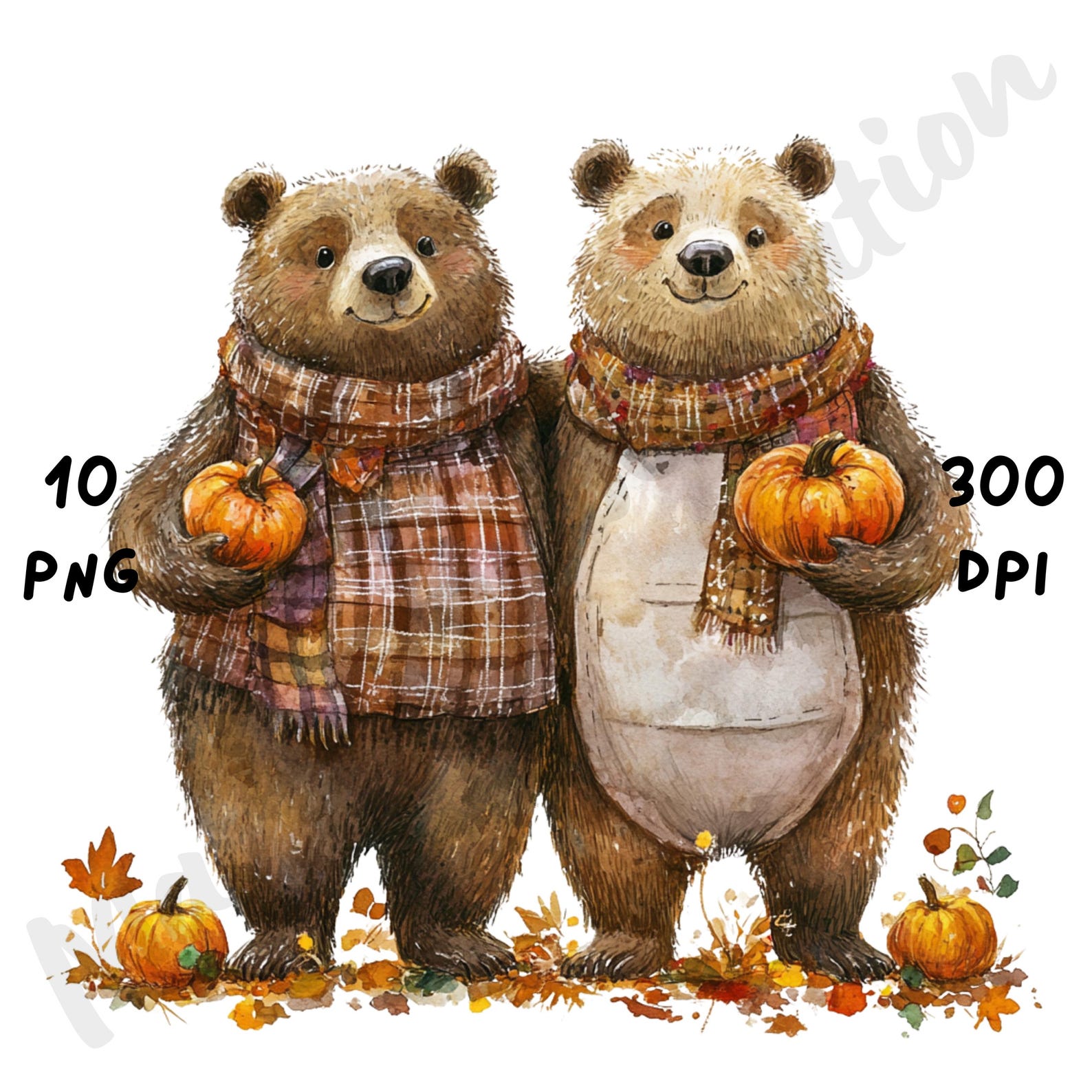 10 PNG Quirky Fall Bears Clipart, Whimsical Funny Autumn Woodland ...